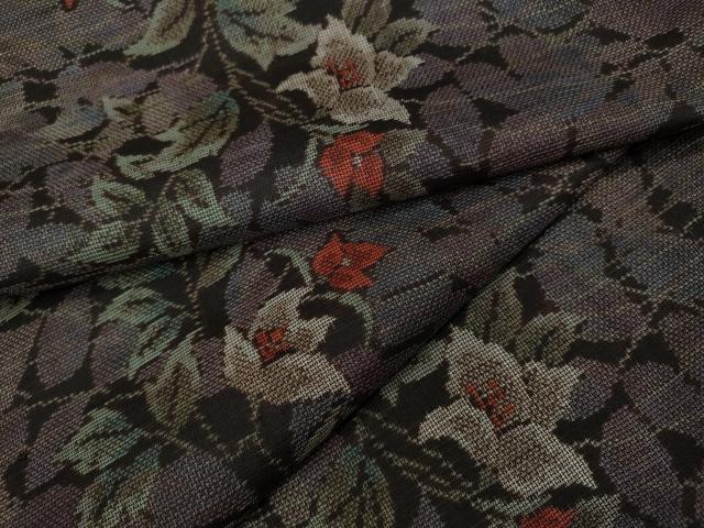 平和屋着物●本場大島紬　9マルキ　草花間道　正絹　逸品　未使用　CAAX4580ut