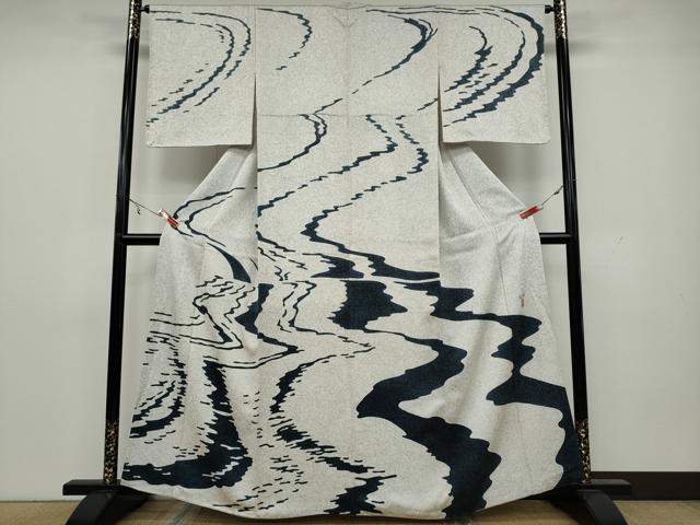 平和屋着物●染織工芸　むつろ　訪問着　作家物　流水文　正絹　逸品　CAAX4587ut