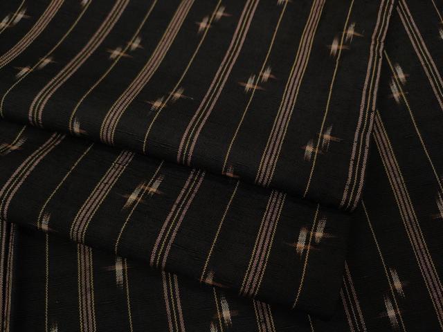 平和屋着物●上質な紬　絣文様　黒地　正絹　逸品　CAAX4626ut