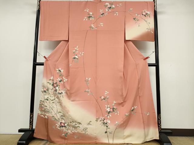 平和屋着物●訪問着　友禅　枝花文　暈し染め　正絹　逸品　CAAX4641ut