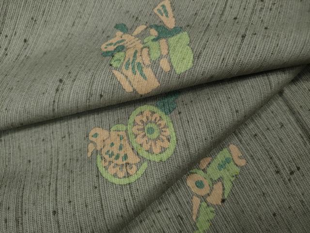 平和屋着物●上質な小紋　紬地　型染め　動物玩具文　正絹　逸品　CAAX4648ut