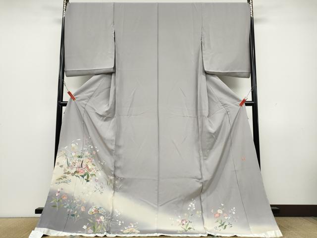 平和屋着物●訪問着　友禅　作家物　十二単　草花文　暈し染め　仮絵羽　正絹　逸品　未使用　CAAX4650ut