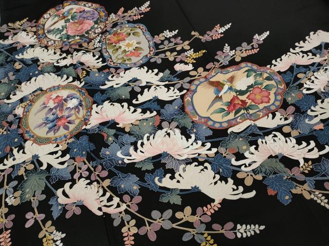 平和屋着物●中国三大刺繍　蘇州刺繍　黒留袖　正倉院花鳥文　正絹　逸品　CAAX4656ut 平和屋着物○中国三大刺繍 蘇州刺繍 黒留袖 正倉院花鳥