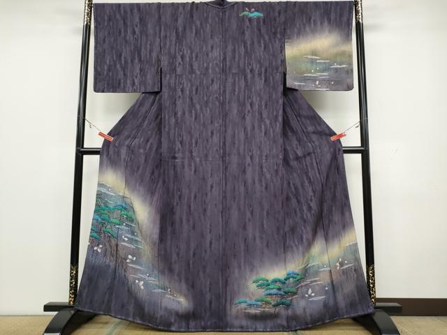 平和屋着物●訪問着　手描き　松　舞葉文　暈し染め　金彩　正絹　逸品　未使用　CAAX4659ut