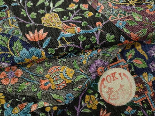 平和屋着物●TOKI志すい キモノモードオリジナルブランド　小紋　道長吉祥更紗花唐草文　鬼しぼ縮緬　正絹　逸品　CAAX4660ut