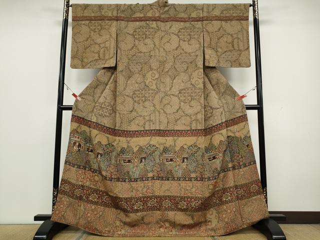 平和屋着物●二代目更甚　江戸更紗　訪問着　人物更紗文　鬼しぼ縮緬　正絹　逸品　CAAX4663ut