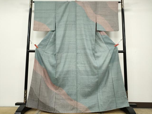 平和屋着物●訪問着　紬地　霞文　正絹　逸品　CAAX4698ut