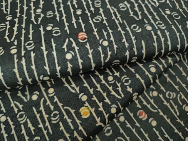 平和屋着物●上質な小紋　紬地　型染め　吉祥文　正絹　逸品　CAAX4718ut