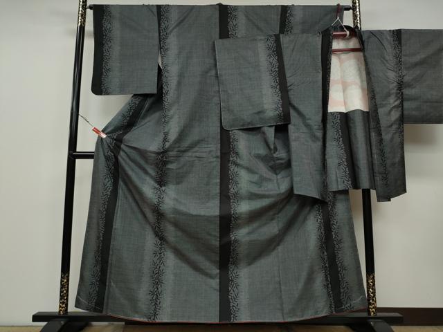 平和屋着物●本場大島紬　アンサンブル　7マルキ　草木シルエット　正絹　逸品　未使用　CAAX4730ut