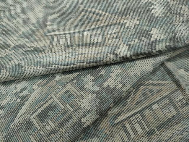 平和屋着物●都喜ヱ門　本場大島紬　白大島　7マルキ　風景草木文　総絣　藤絹織物謹製　正絹　逸品　CAAX4759ut