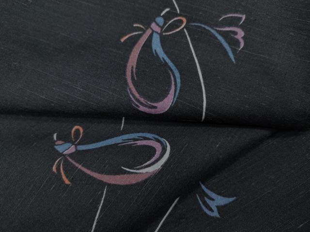 平和屋着物●上質な小紋　紬地　成り物　なす　正絹　逸品　未使用　CAAX4764ut