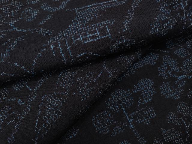 平和屋着物●結城紬　100亀甲　風景草花文　正絹　逸品　未使用　CAAX4766ut