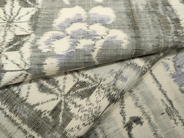 平和屋着物●上質な紬　短冊重ね麻の葉花唐草文　正絹　逸品　CAAX4767ut