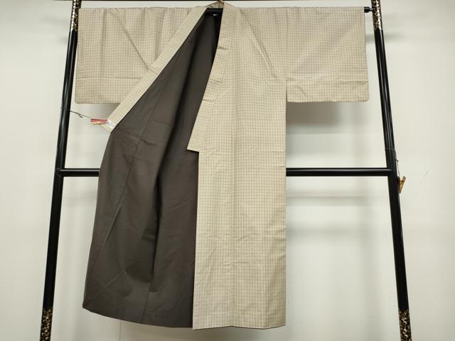 平和屋着物○男性 紬 格子柄 やまと誂製 正絹 逸品 CAAX4769ut