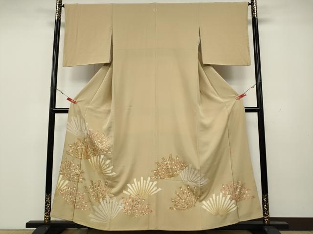 平和屋着物●豪華色留袖　駒刺繍　吉祥花文　金彩　正絹　逸品　CAAX4784ut