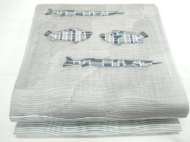 平和屋着物＊夏物　絽綴れ　八寸名古屋帯　魚　正絹　逸品　CAAX4846th
