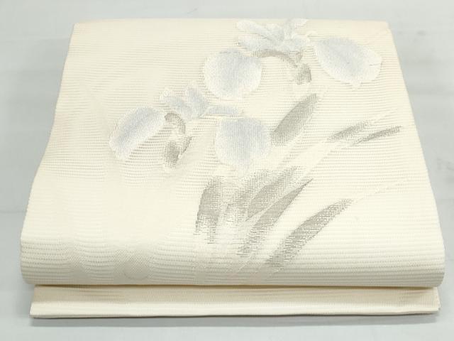 平和屋着物＊夏物　九寸開き名古屋帯　草花文　銀糸　正絹　逸品　未使用　CAAX4847th