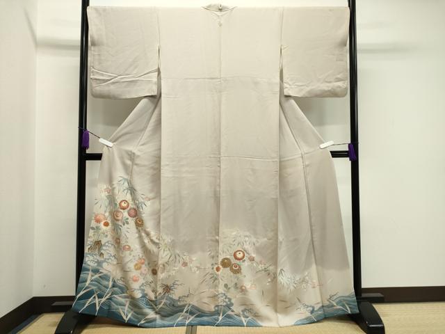 平和屋着物●豪華色留袖　駒刺繍　立波梅笹花文　暈し染め　金彩　正絹　逸品　CAAX5626gh