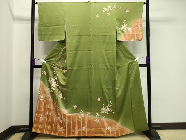 平和屋着物●訪問着　枝花文　暈し染め　金彩　正絹　逸品　CAAX5632gh