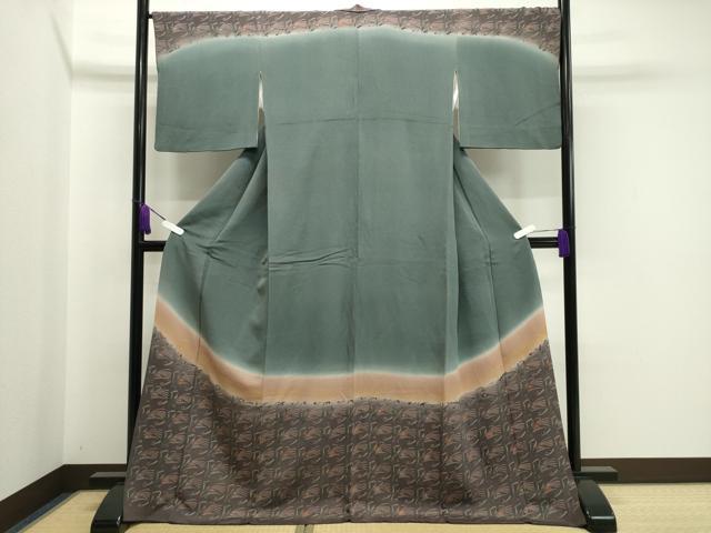 平和屋着物●訪問着　草花文　暈し染め　金彩　鬼しぼ縮緬　正絹　逸品　CAAX5634gh