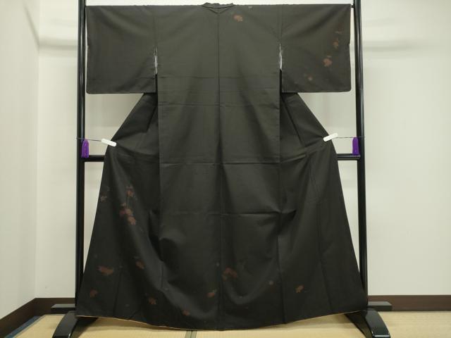 平和屋着物●本場染大島紬　訪問着　枝垂れ花文　黒地　正絹　逸品　未使用　CAAX5728gh