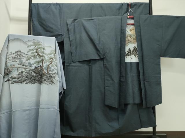 平和屋着物●男性　本場大島紬　アンサンブル・長襦袢セット　100亀甲　正絹　逸品　CAAX5753gh