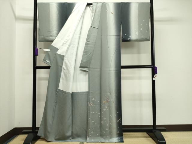 平和屋着物○訪問着 刺繍 舞梅玩具文 暈し染め 金糸 正絹 逸品