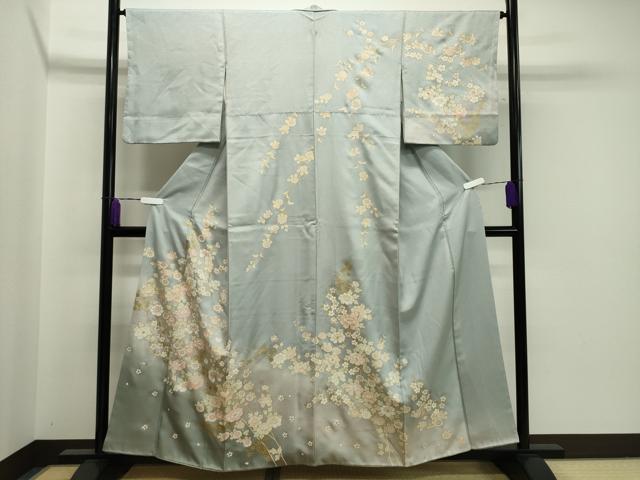 平和屋着物●訪問着　枝花文　暈し染め　金彩　正絹　逸品　CAAX5790gh