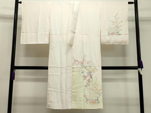 平和屋着物●長襦袢　袷　手描き　花唐草文　暈し染め　正絹　逸品　未使用　CAAX5818gh