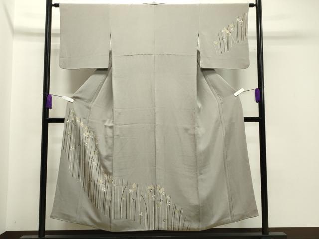 平和屋着物●訪問着　刺繍　草木文　金彩　鬼しぼ縮緬　正絹　逸品　CAAX5829gh