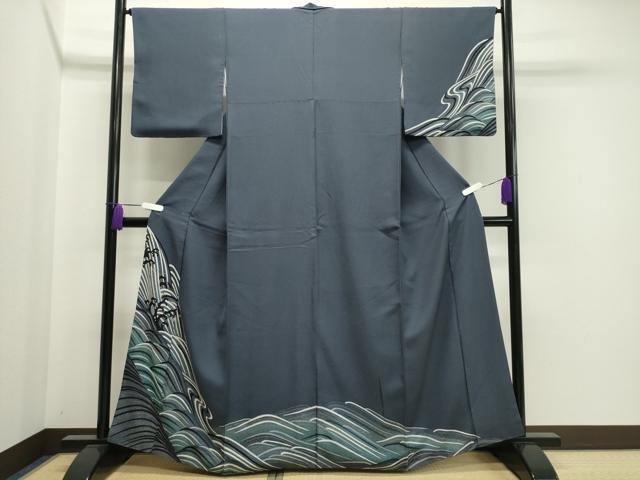 平和屋着物●訪問着　立波文　金銀彩　正絹　逸品　CAAX5847gh