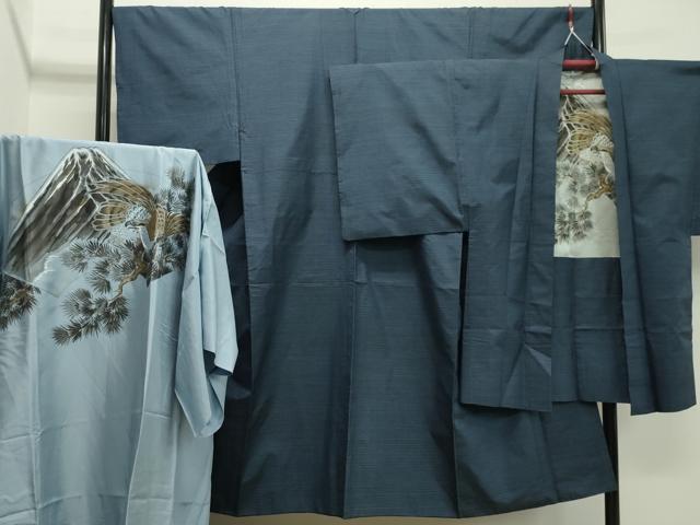 平和屋着物●男性　本場大島紬　アンサンブル・長襦袢セット　正絹　逸品　CAAX5859gh