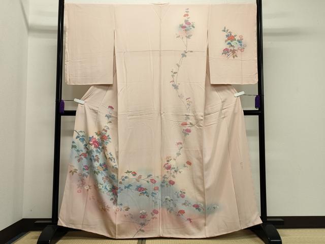 平和屋着物●京加賀友禅　百貫達雄　訪問着　枝花文　暈し染め　正絹　逸品　未使用　CAAX5861gh