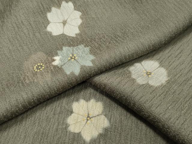 平和屋着物●上質な小紋　絞り　舞花文　正絹　逸品　未使用　CAAX5874gh