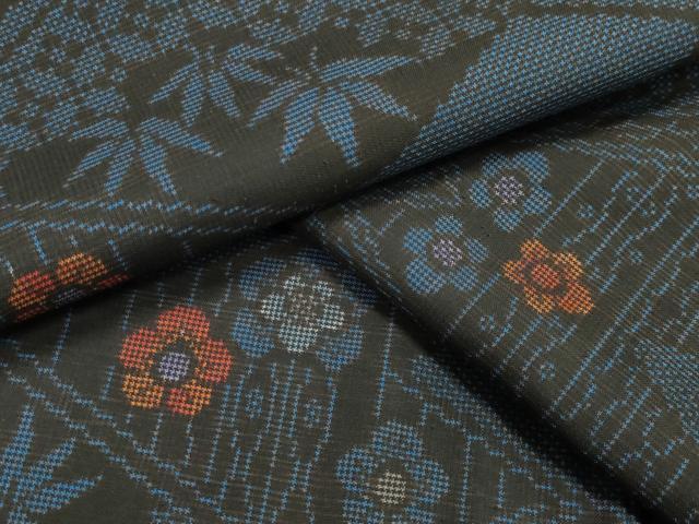 平和屋着物●本場大島紬　7マルキ　菱吉祥花文　正絹　逸品　未使用　CAAX5929gh