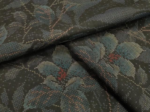 平和屋着物●本場大島紬　9マルキ　枝花文　正絹　逸品　未使用　CAAX5937gh