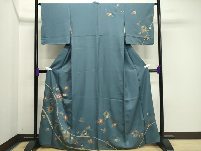 平和屋着物●訪問着　刺繍　葡萄蔦の葉花文　金彩　正絹　逸品　CAAX5964gh