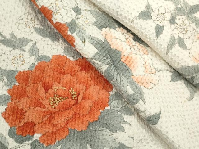 平和屋着物●名門　藤娘きぬたや・総絞り　小紋　枝花文　金彩　正絹　逸品　CAAX6313ze