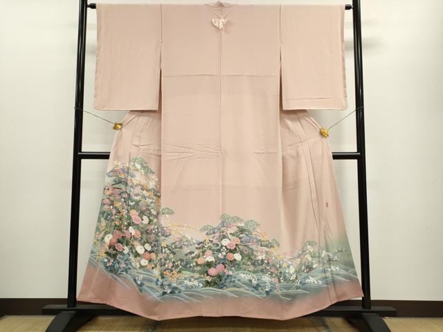 平和屋着物●十日町友禅作家　岡村蒼風　松竹梅立波枝花文　暈し染め　正絹　逸品　CAAX6336ze