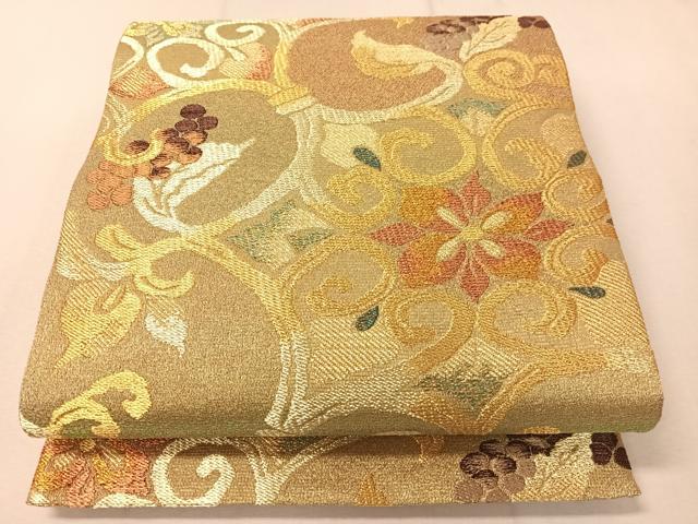 平和屋着物▽創業280年　誉田屋源兵衛　スリーシーズン　春夏秋　六通柄袋帯　葡萄唐草文　純金　正絹　逸品　未使用　CAAX6832vp