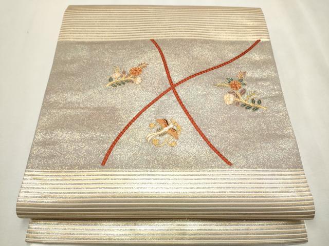 平和屋着物●九寸開き名古屋帯　駒刺繍　鳳凰枝花文　金彩　正絹　逸品　CAAX7201hy