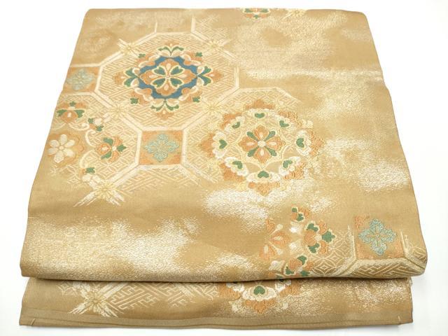 平和屋着物●アンティーク　大正ロマン　丸帯　蜀江花文　金銀糸　正絹　逸品　CAAX7269hy