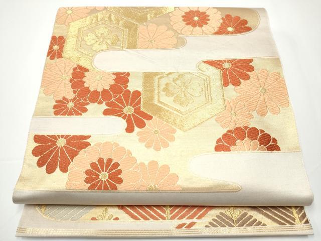 平和屋着物●西陣　川島織物　六通柄　本袋帯　唐織　エ霞亀甲花文　金糸　正絹　逸品　CAAX7270hy