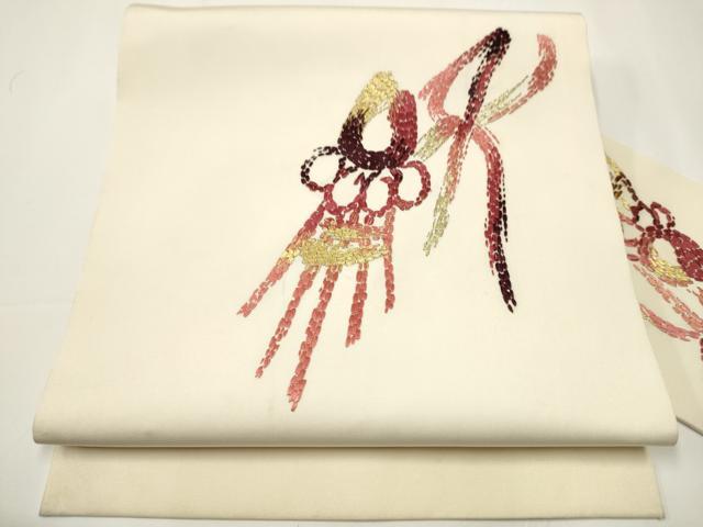 平和屋着物●九寸名古屋　作家物　幾何学文様　金糸　正絹　逸品　CAAX7282hy