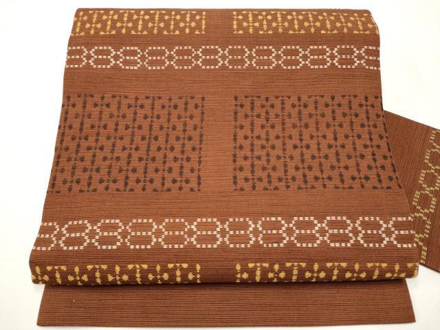 平和屋着物●九寸名古屋帯　幾何学文様　正絹　逸品　CAAX7289hy