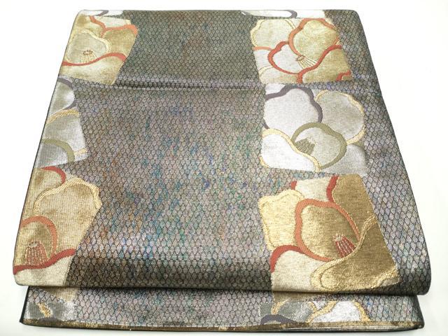 平和屋着物●染色作家　草野一騎　六通柄袋帯　色紙花文　一騎箔　正絹　逸品　CAAX7315hy