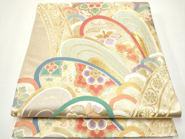 平和屋着物●唐織・西陣の老舗・名門・藤原織物　六通柄袋帯　更紗花文　金銀糸　正絹　逸品　CAAX7323hy