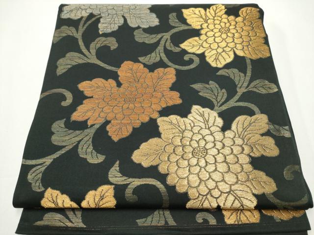 平和屋着物●六通柄　本袋帯　花唐草文　金糸　正絹　逸品　CAAX7325hy