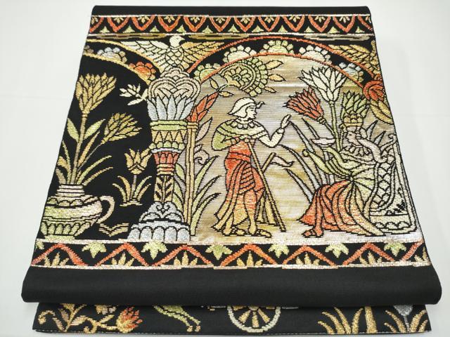 平和屋着物●六通柄　本袋帯　エヂプト更紗文　金糸　正絹　逸品　CAAX7384hy