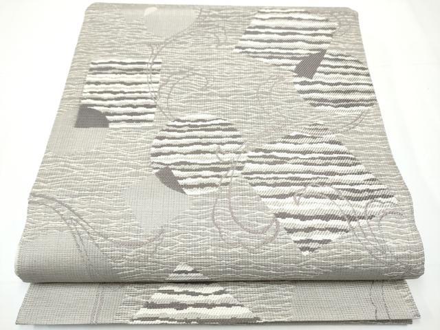 平和屋着物●西陣　岡文織物謹製　両面　六通柄袋帯　色紙重ね唐草文　ラメ糸　証紙付き　CAAX7395hy